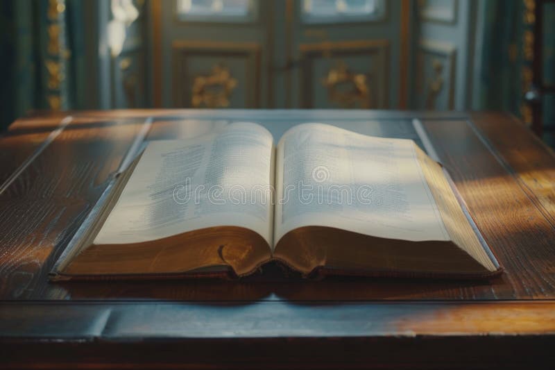 An Open Book on a Wooden Table, Suitable for Educational or Literary ...