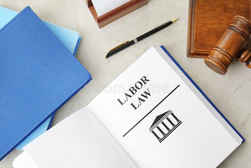 Open Book with Words LABOR LAW and Gavel on Table Stock Photo - Image ...
