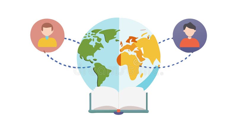 Open Book with World Map & Global Learners, Education & Exchange ...