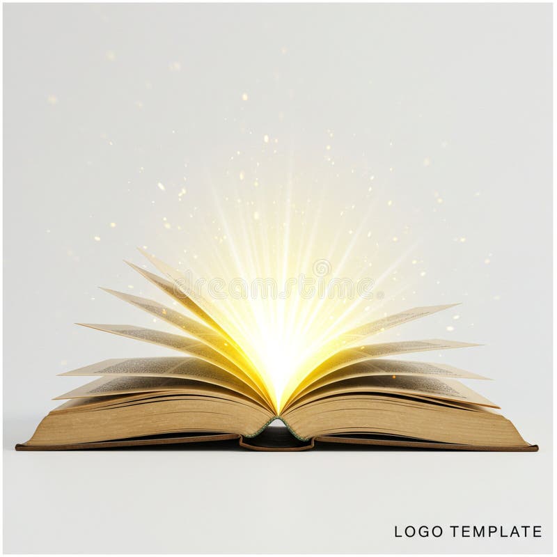 An Open Book with Yellowed Pages Rests on a Plain Surface. a Radiant ...