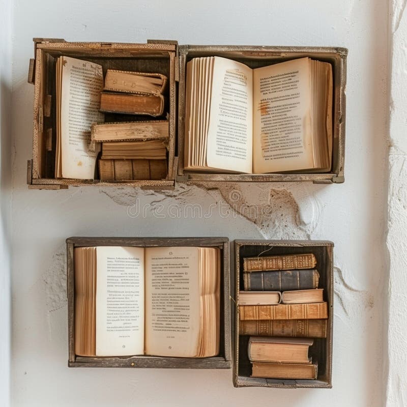 Open Books and a Diverse Book Collection on Display Stock Illustration ...