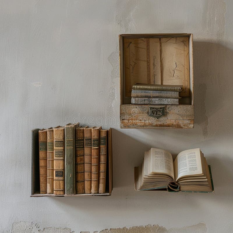 Open Books and a Diverse Book Collection on Display Stock Illustration ...