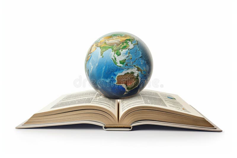Open a Books with Earth Globe 3d Illustration Background with World ...