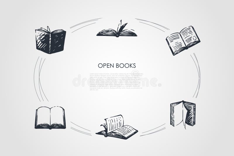 Open Book. Vector Hand Drawn Illustration in Sketch Style. Library ... Open Book. Vector Hand Drawn Illustration in Sketch Style. Library ...