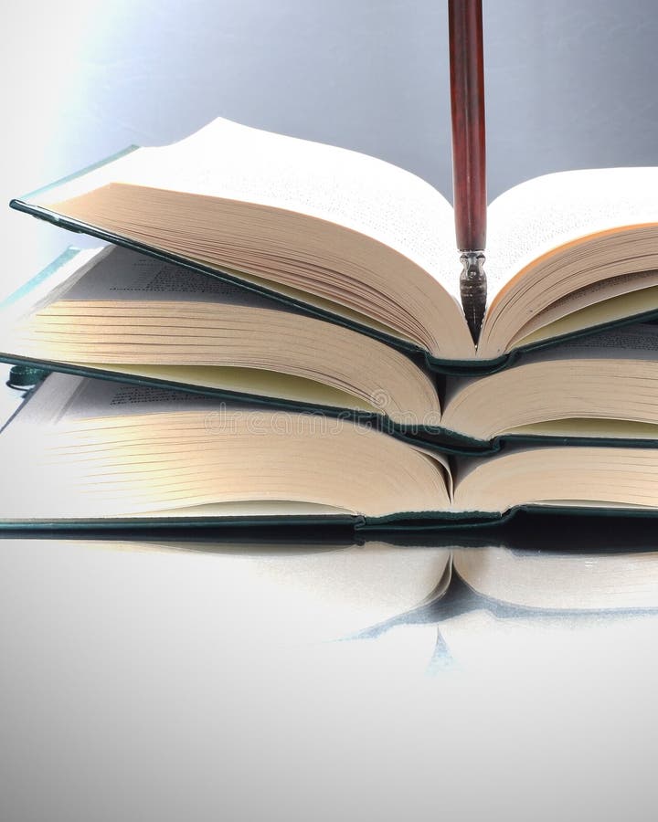 Open books and pen stock photo. Image of paper, edge - 28707626