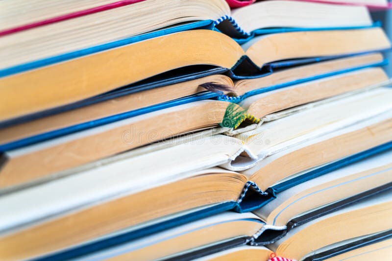 Books Stacked on Top of Each Other. Stock Photo - Image of research ...