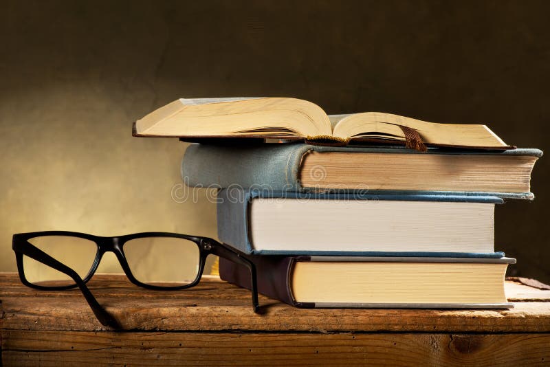 Open Books With Reading Glasses On The Desk Stock Image Image Of Cheap Detail 111639015