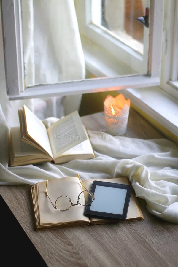 Books, Reading Glasses and E-Reader Stock Photo - Image of glasses ...