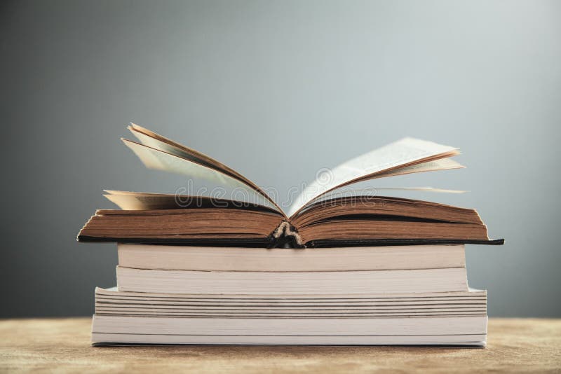 Open Books on Wooden Table. Education Concept Stock Photo - Image of ...