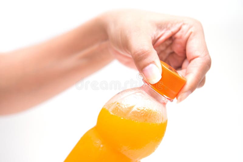 Open Bottle Caps of Orange Juice Stock Image - Image of open, bottle ...