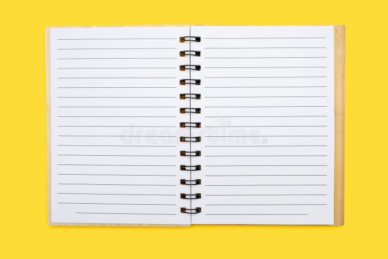 An Open Notebook with a Binding and a Pencil on a Yellow Background ...