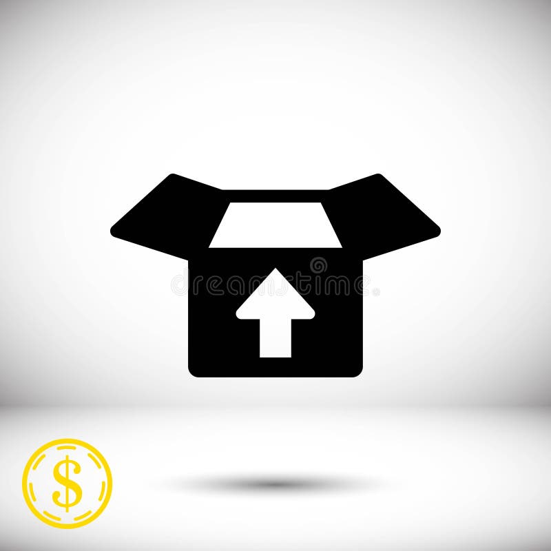 Open Box with Arrow Icon Stock Vector Illustration Flat Design Stock ...