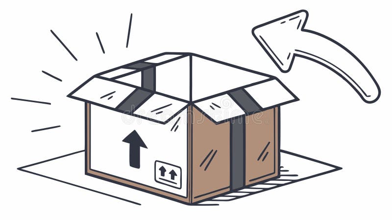 Open Box with Arrow, Package Delivery and Receiving Goods, Vector ...