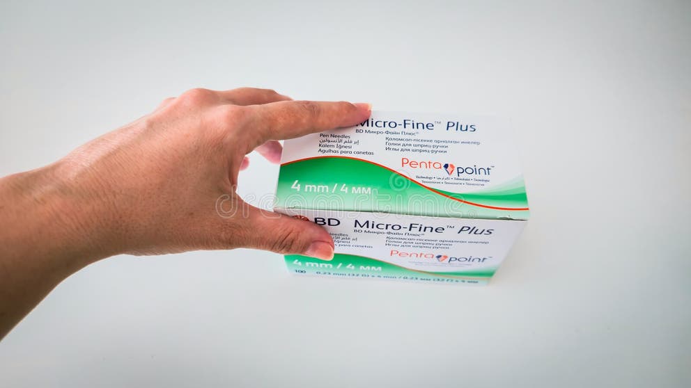 An Open Box of BD Micro-Fine Plus Pen Needles, Showing Green Plastic ...