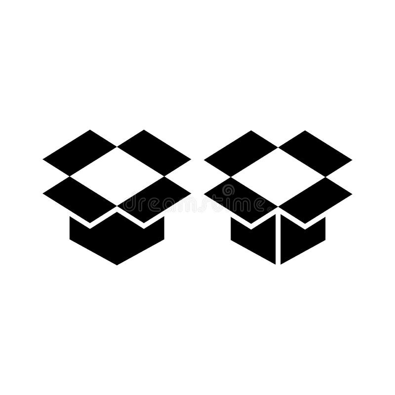 Open Box Black Isolated Vector Icon Set. Stock Vector - Illustration of ...