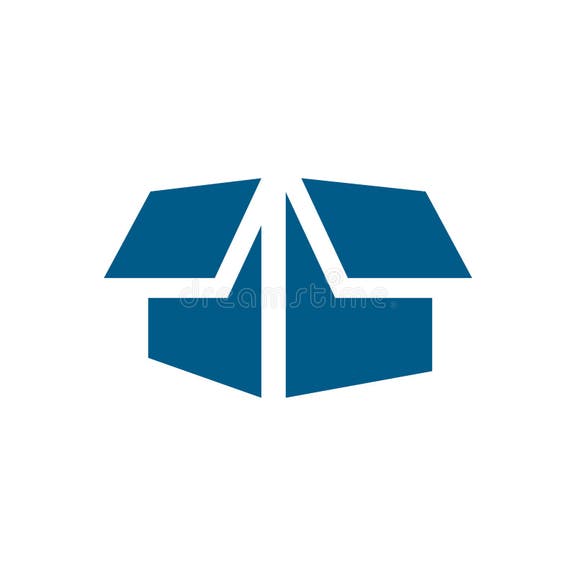 Open Box Blue Icon on White Background. Blue Flat Style Vector ...