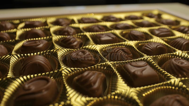 Open Box of Chocolate Treets Stock Footage - Video of confectionery ...