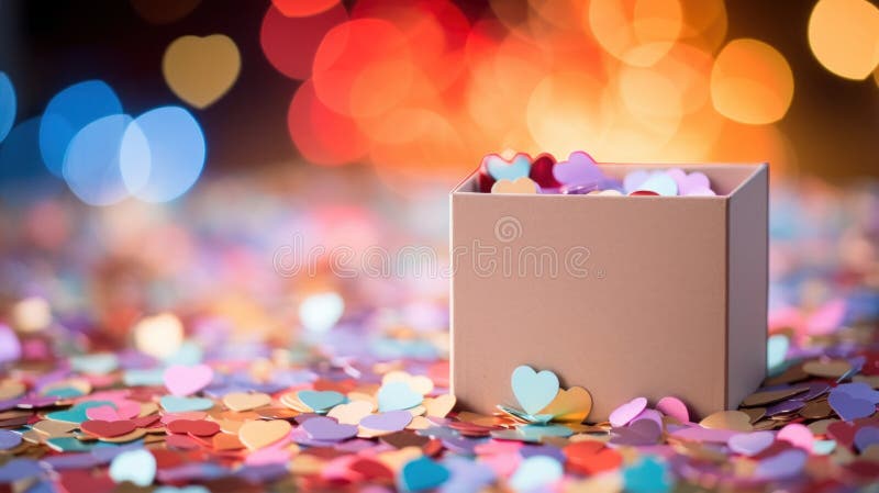 Open Box Colorful Confetti Background Bokeh Ai Stock Photos - Free ...