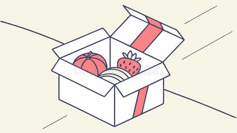 An Open Box Containing a Red Ball, a Simple Outline Design, Vector ...