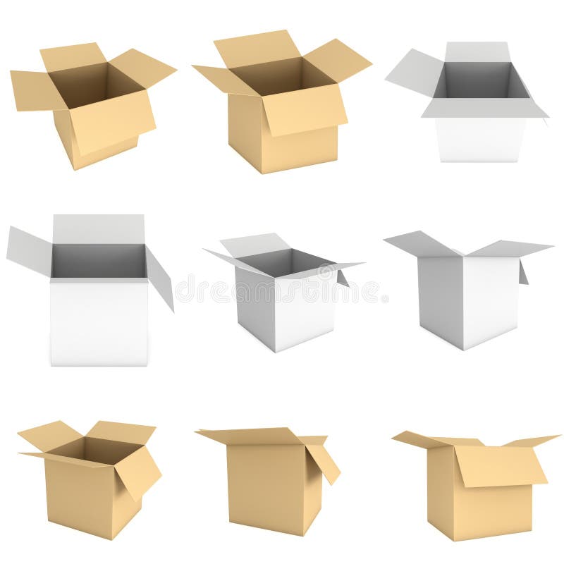 Open box 3d set stock illustration. Illustration of carton - 81517176