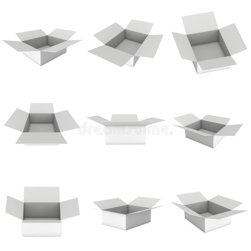 Open box 3d set stock illustration. Illustration of product - 82551748