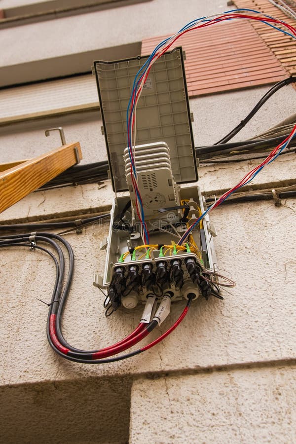 Open Box Fiber Optic Cabling Stock Photo - Image of building, equipment ...
