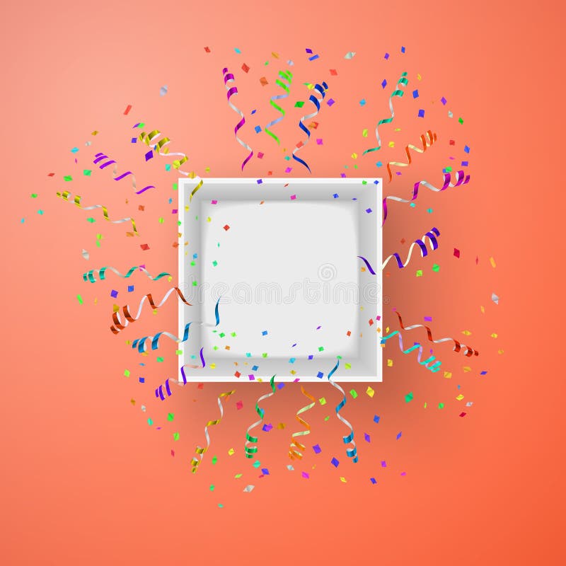 Open Box with Fireworks from Confetti Vector Stock Vector ...