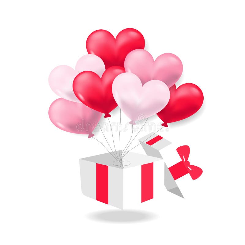 Open Box with Heart Balloon. Stock Vector - Illustration of heart ...