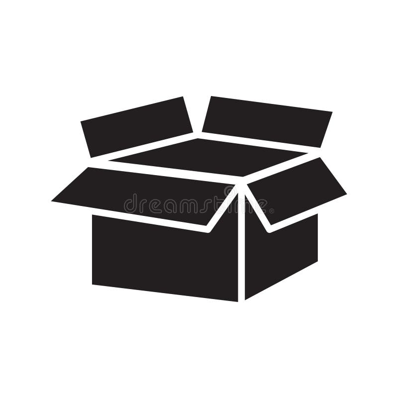 Open Box Icon. Black Cardboard Shape. Empty Container Symbol. Vector ...