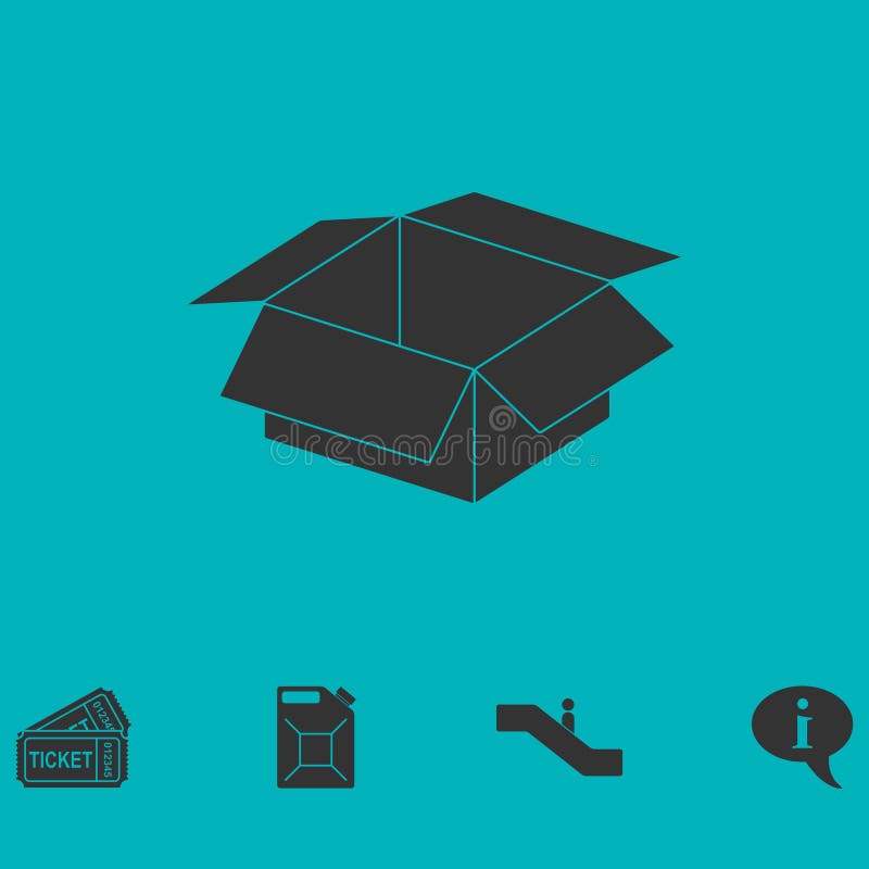 Open box icon flat stock vector. Illustration of card - 137888567