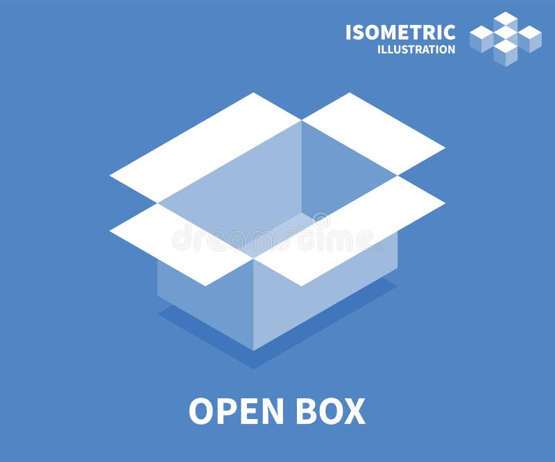 Open Box Icon. Isometric Template for Web Design in Flat 3D Style Stock ...