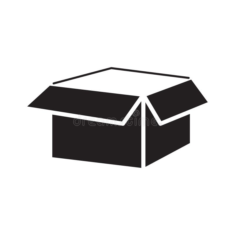 Open Box Icon. Packaging Symbol Vector. Empty Container Shape. Black ...