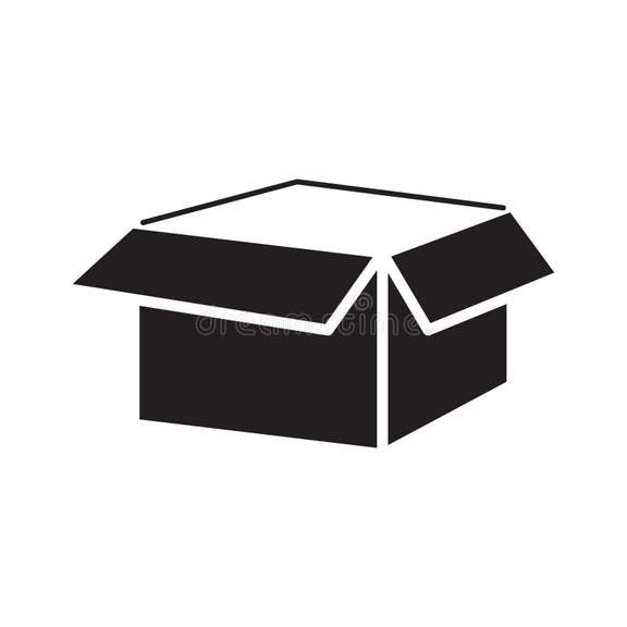 Open Box Icon. Packaging Symbol Vector. Empty Container Shape. Black ...