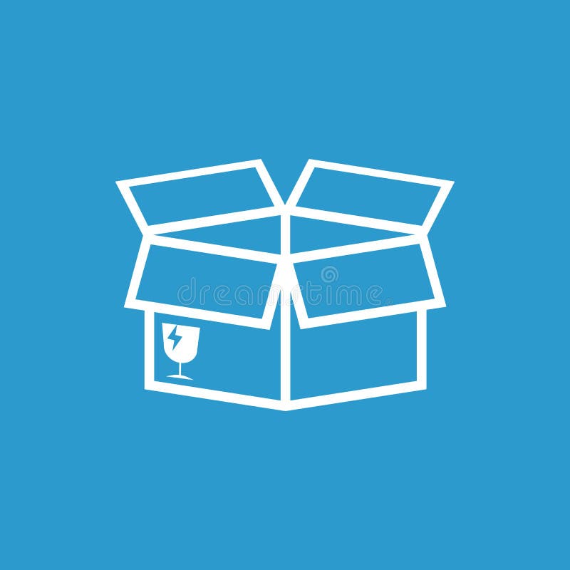 Open Box Icon. Shipping Pack Flat Vector Illustration on Blue Ba Stock ...