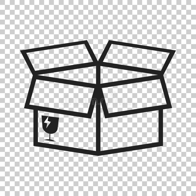 Open Box Icon. Shipping Pack Flat Vector Illustration on Isolate Stock ...