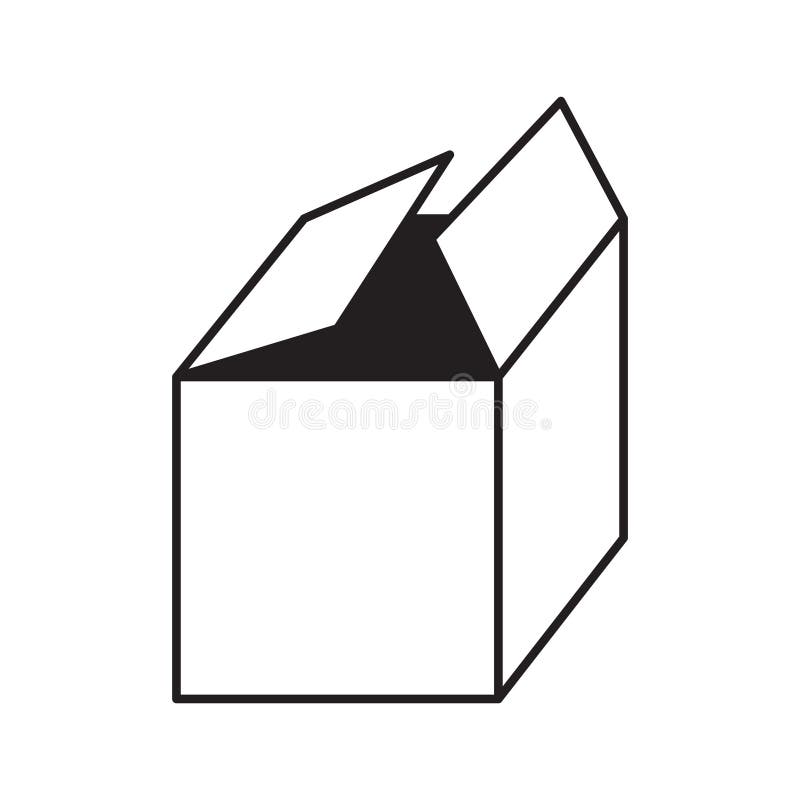 Open Box Icon. Unfolded Carton Shape. Simple Packaging Symbol. Black ...