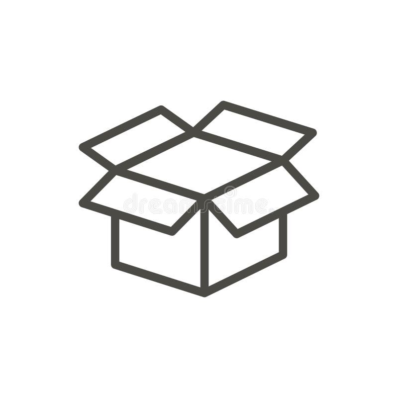 Open Box Icon Vector. Line Package Symbol. Stock Vector - Illustration ...