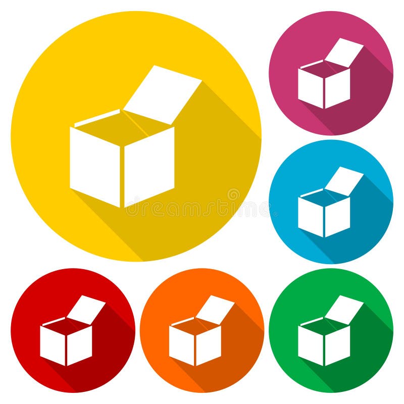 Open Box Icons Set with Long Shadow Stock Vector - Illustration of move ...