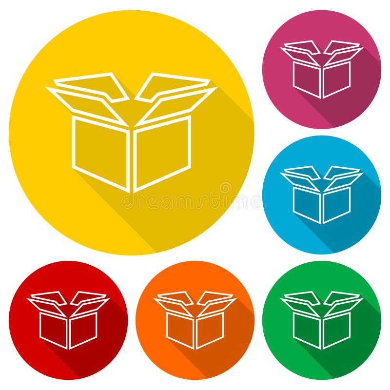 Open box icons set stock vector. Illustration of carton - 133046203