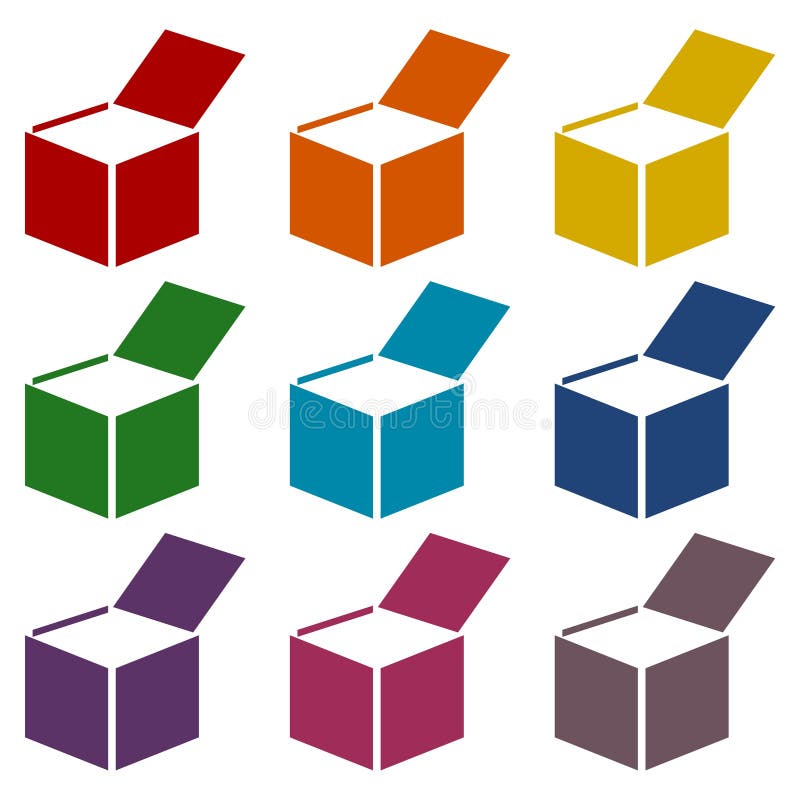 Open Box Icons Set with Long Shadow Stock Vector - Illustration of move ...