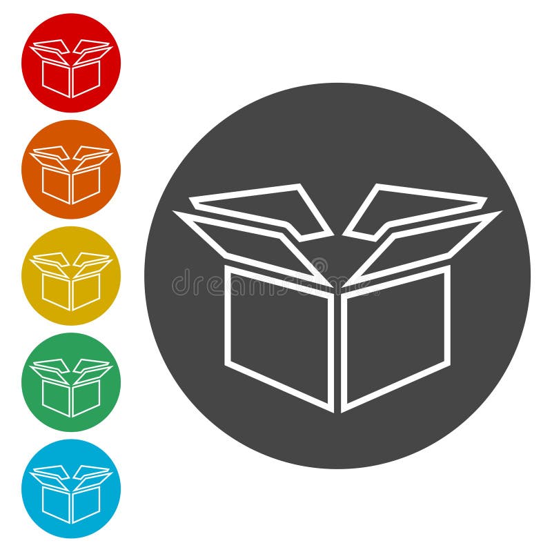 Open box icons set stock vector. Illustration of carton - 133046203