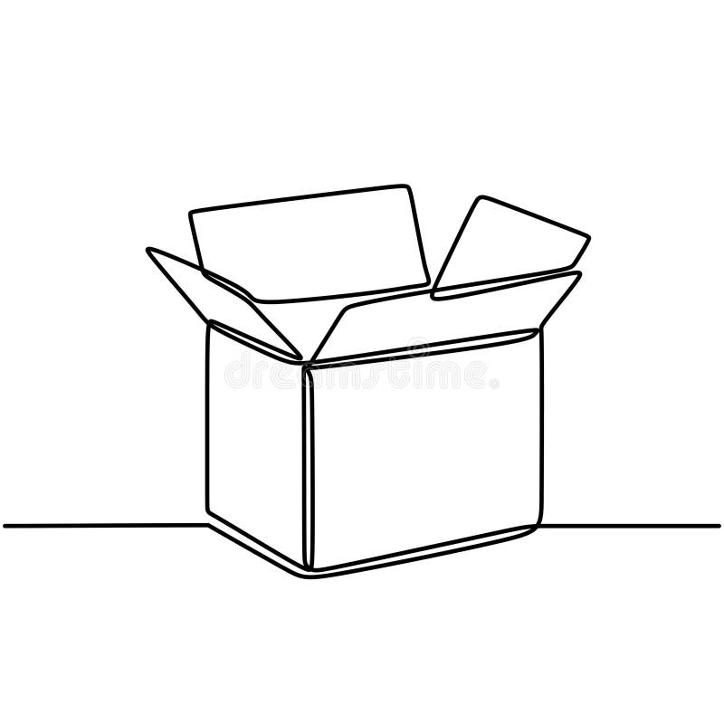 Open Box One Continuous Line Drawing. Vector Gift Surprise Concept ...