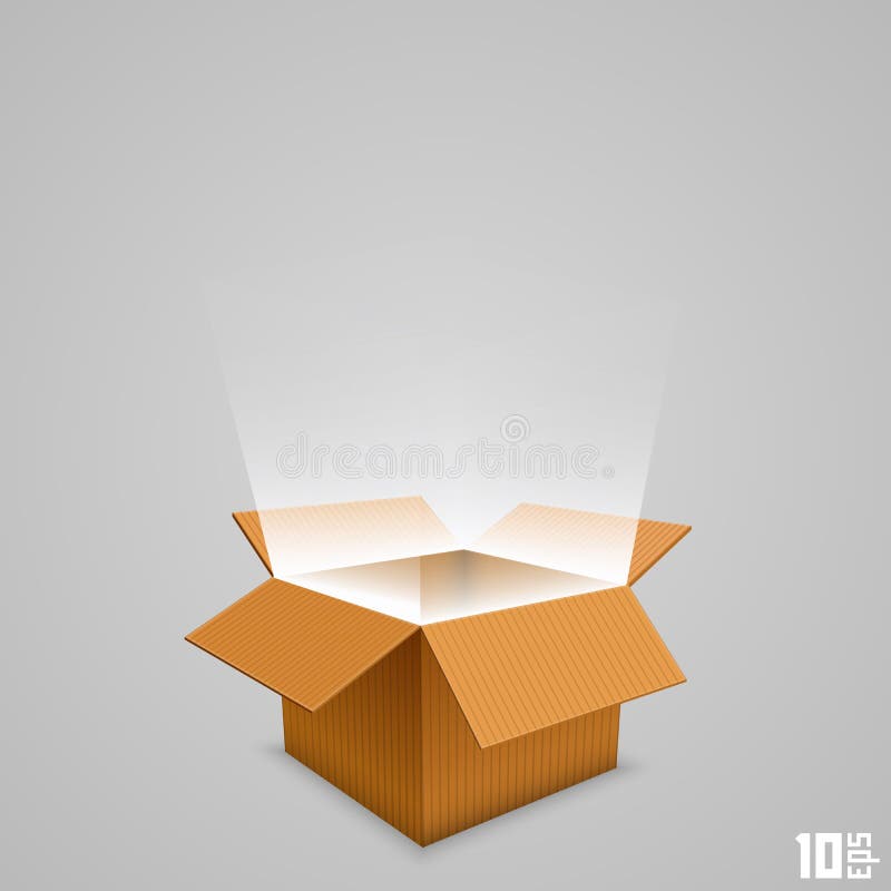 Open Box with the Outgoing Light Stock Vector - Illustration of mail ...