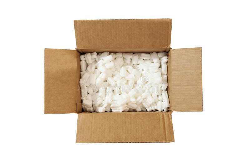Cardboard Box Full Of Packing Peanuts Stock Image - Image of shipping ...
