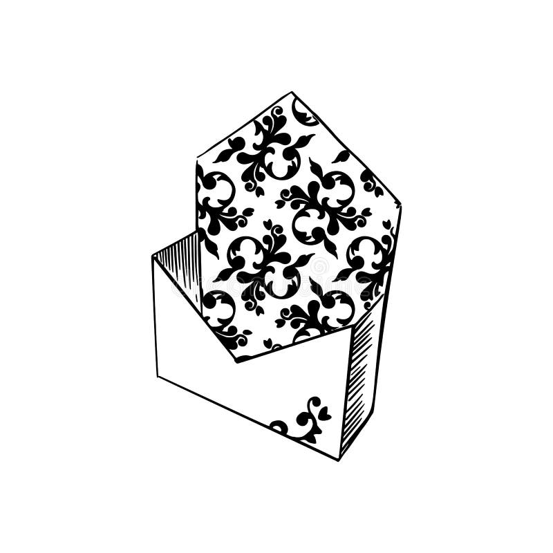 Open Box with Pattern Sketch Vector Illustration Hand Draw Stock Vector ...