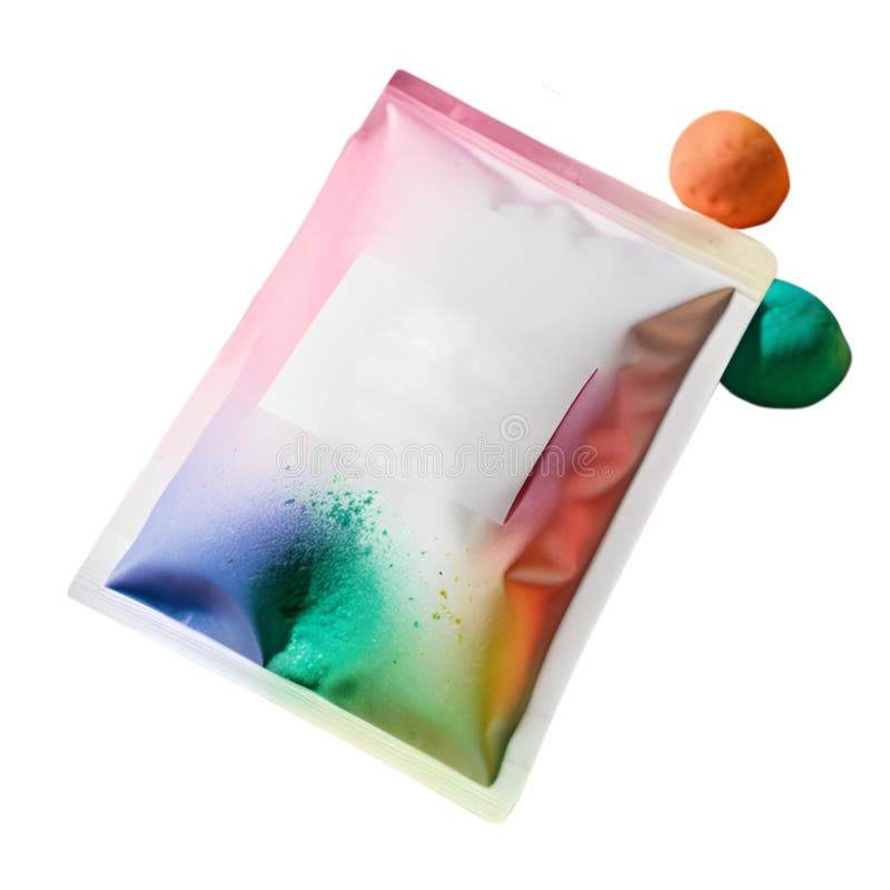 Open Box of Powdered Food Orange and Green Coloring Sachets Stock Photo ...