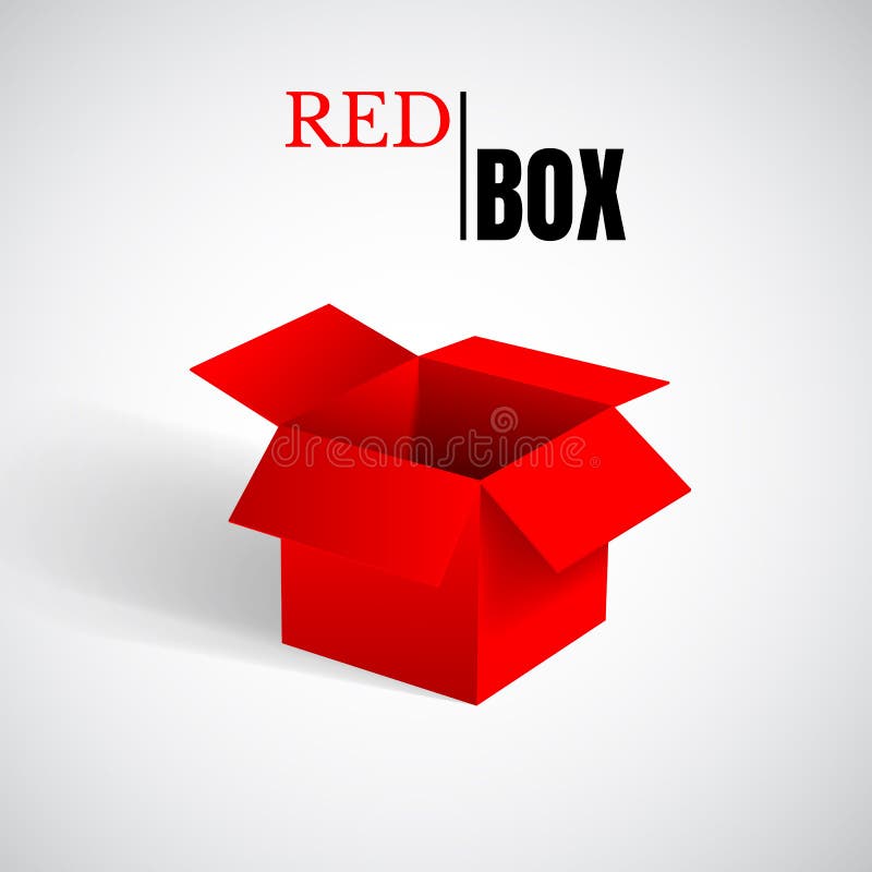 Open Box, Red Cardboard, Vector Container Stock Vector - Illustration ...