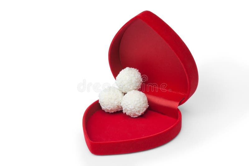 Open Box in Shape Heart with Candy Stock Image - Image of shape ...