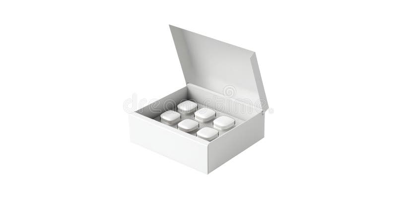 Open Box with Six Containers. Minimalist Packaging Design for Storage ...
