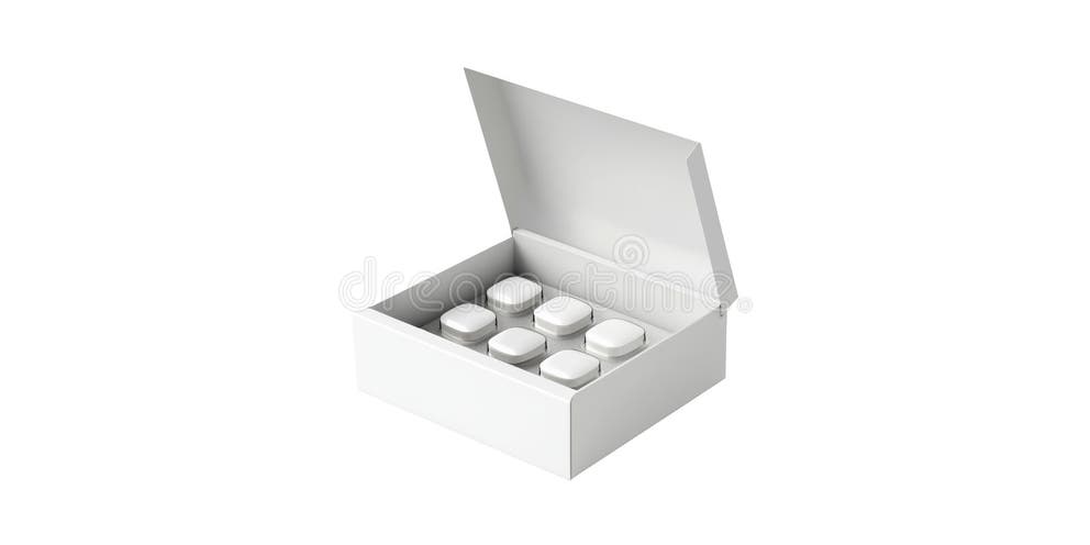 Open Box with Six Containers. Minimalist Packaging Design for Storage ...